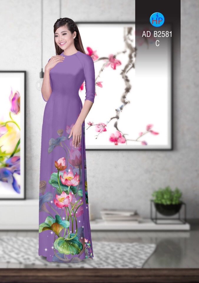 Vải áo dài hoa sen AD B2581 - 1001 Mẫu Vải Áo Dài Đẹp Đang Được Ưa Chuộng Nhất